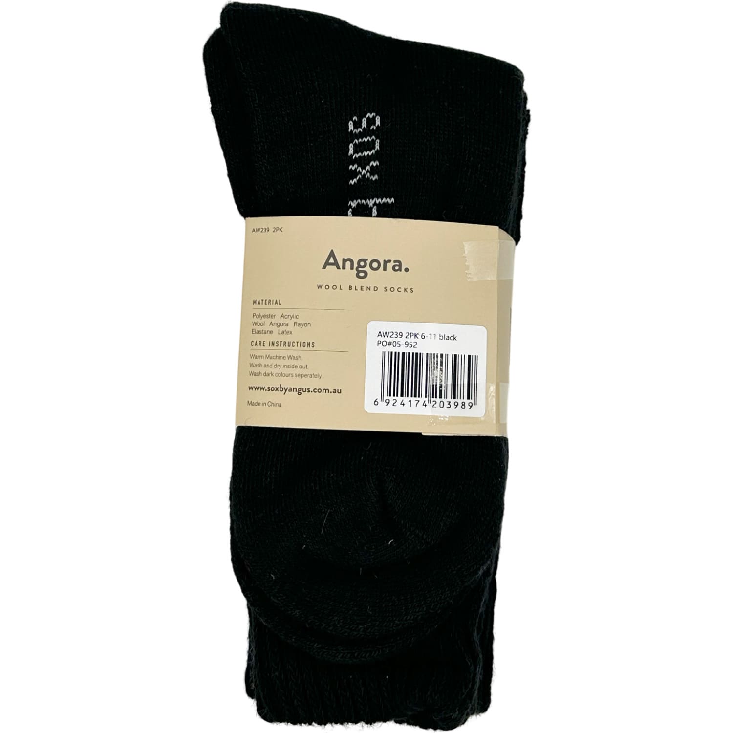 Buy Angora Wool Blend Cushion Crew Socks - Black | Wholesale Angora ...