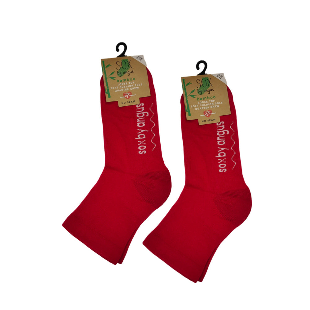 Buy Bamboo a Quarter Crew Cushion Foot Loose Top socks - NO SEAM - Red ...