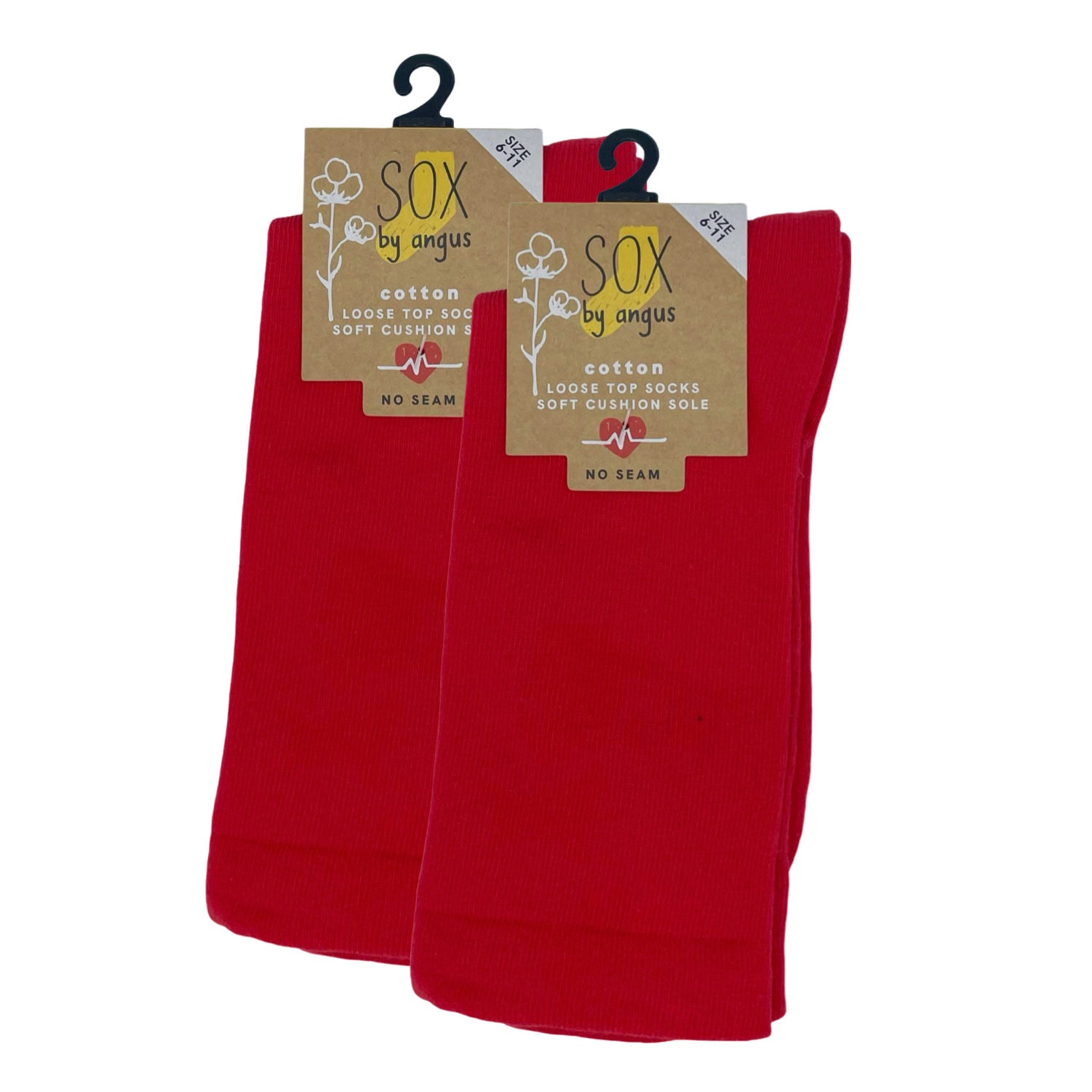 Buy Cotton Plain Cushion Foot Loose Top Socks - Red - NO SEAM ...
